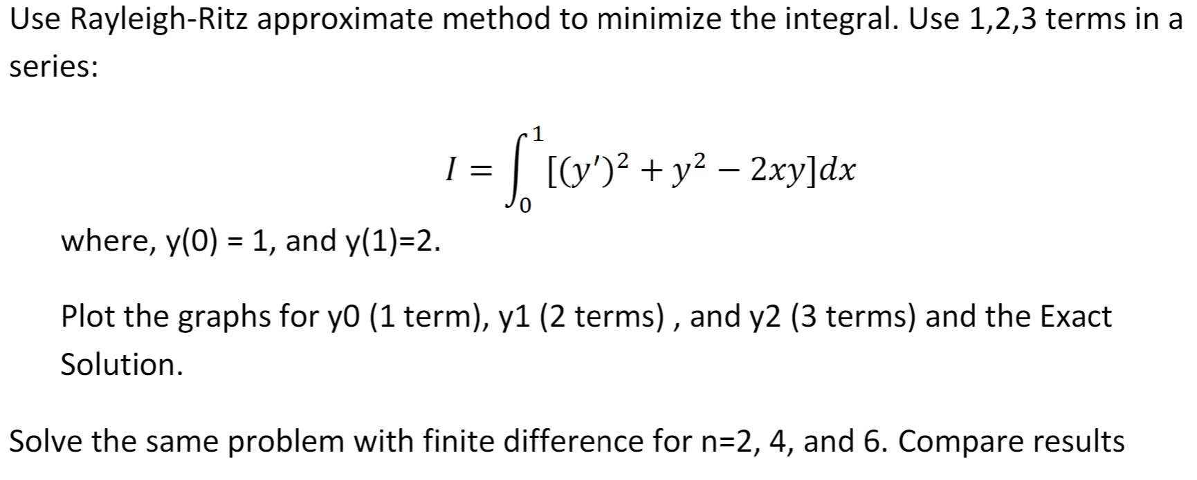 Use Rayleigh-Ritz approximate method to minimize the | Chegg.com