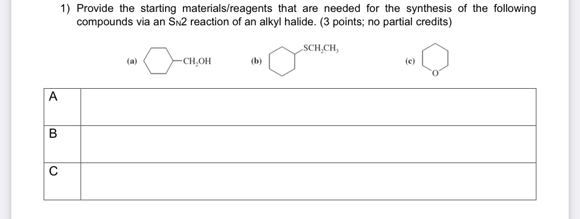 Solved 1) Provide the starting materials/reagents that are | Chegg.com