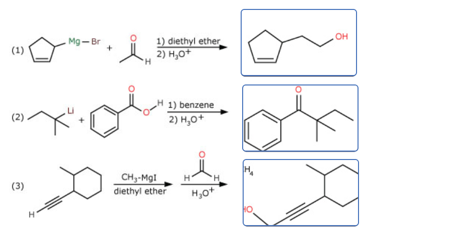 Solved -Mg-Br 1) diethyl ether (1) CY 2) H0+ 1) benzene 2) | Chegg.com