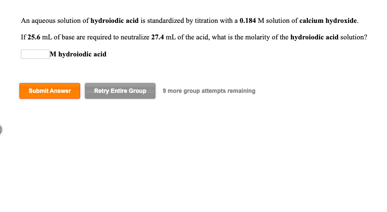 Solved An aqueous solution of hydroiodic acid is | Chegg.com