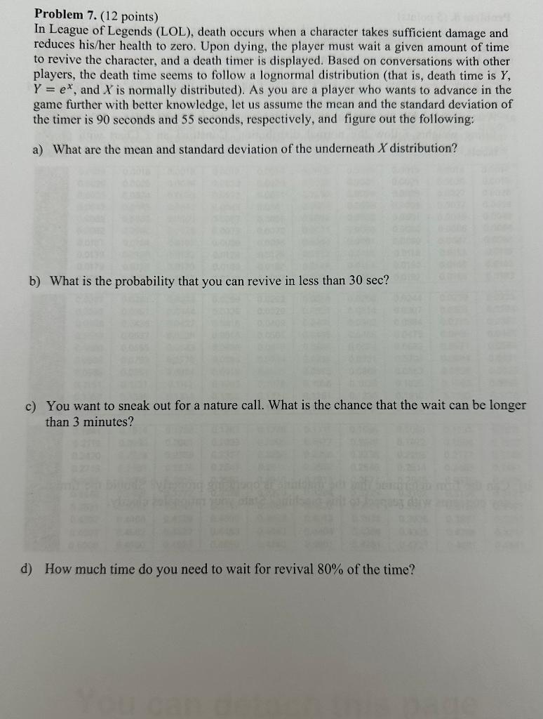 Solved Problem 7. (12 points) In League of Legends (LOL), | Chegg.com