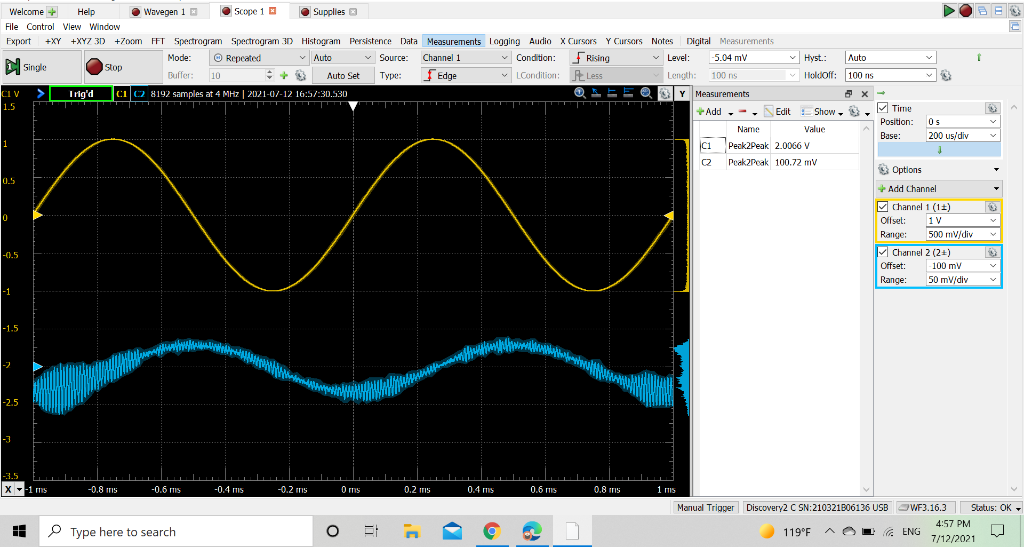 Solved BE 2 1 Welcome + Help Wavegen 1 Scope 1 Supplies File | Chegg.com
