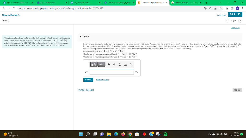 Solved MyLab italiano | Pearson X PMy Pearson Place | Chegg.com