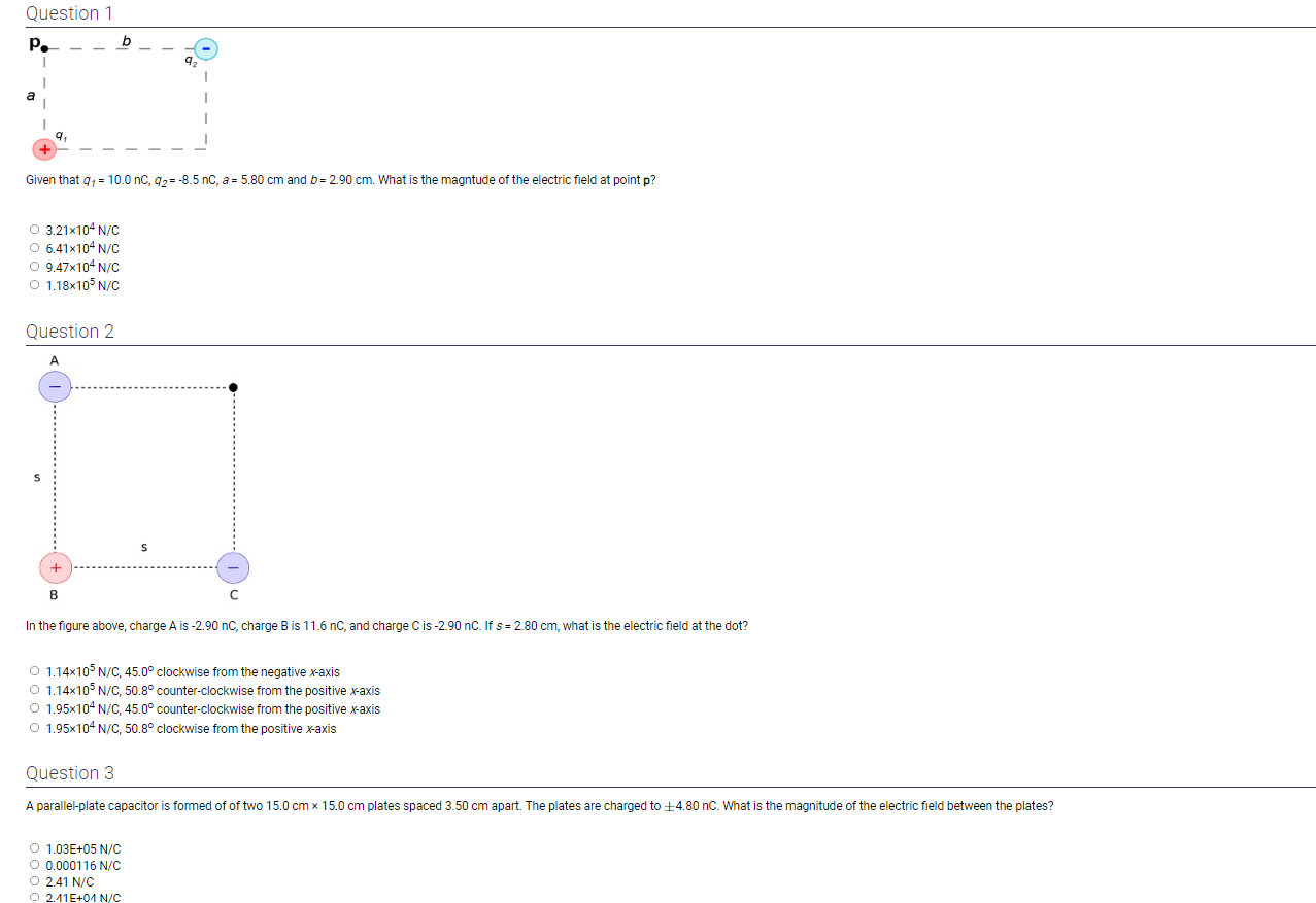 Solved Question 1 P. 1 a 1 Given that 91 = 10.0 nC, 92= -8.5 | Chegg.com
