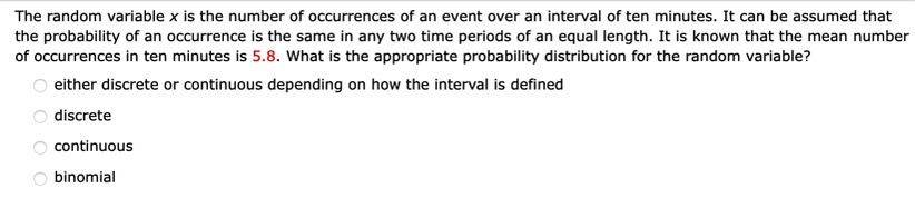 Solved The random variable x is the number of occurrences of | Chegg.com