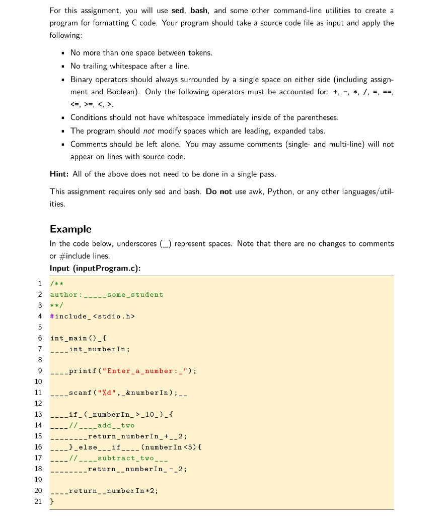 For This Assignment You Will Use Sed Bash And Some 