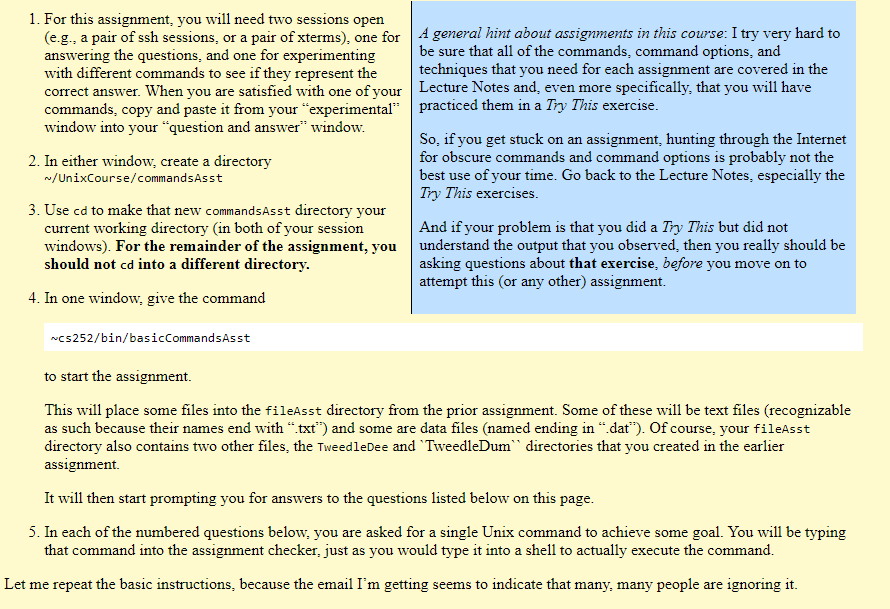 Solved ∼cs252/ bin/basicCommandsAsst to start the | Chegg.com