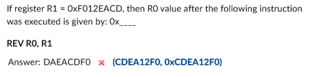 Solved If register R1=0xF012EACD, then R0 value after the | Chegg.com