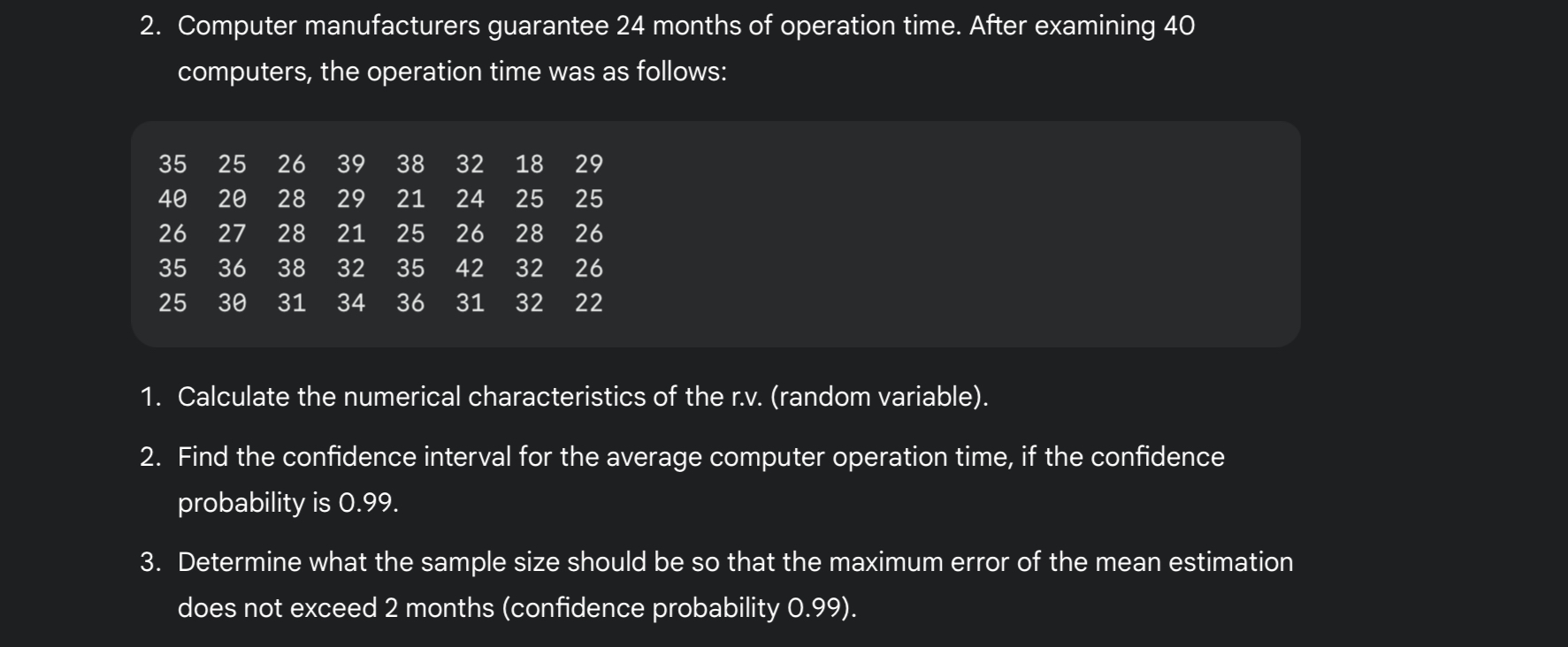 Solved 2. ﻿Computer manufacturers guarantee 24 ﻿months of | Chegg.com