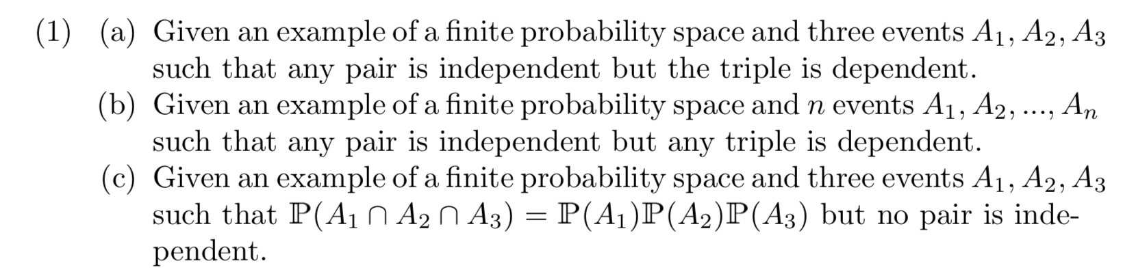 Solved (1) (a) Given an example of a finite probability | Chegg.com