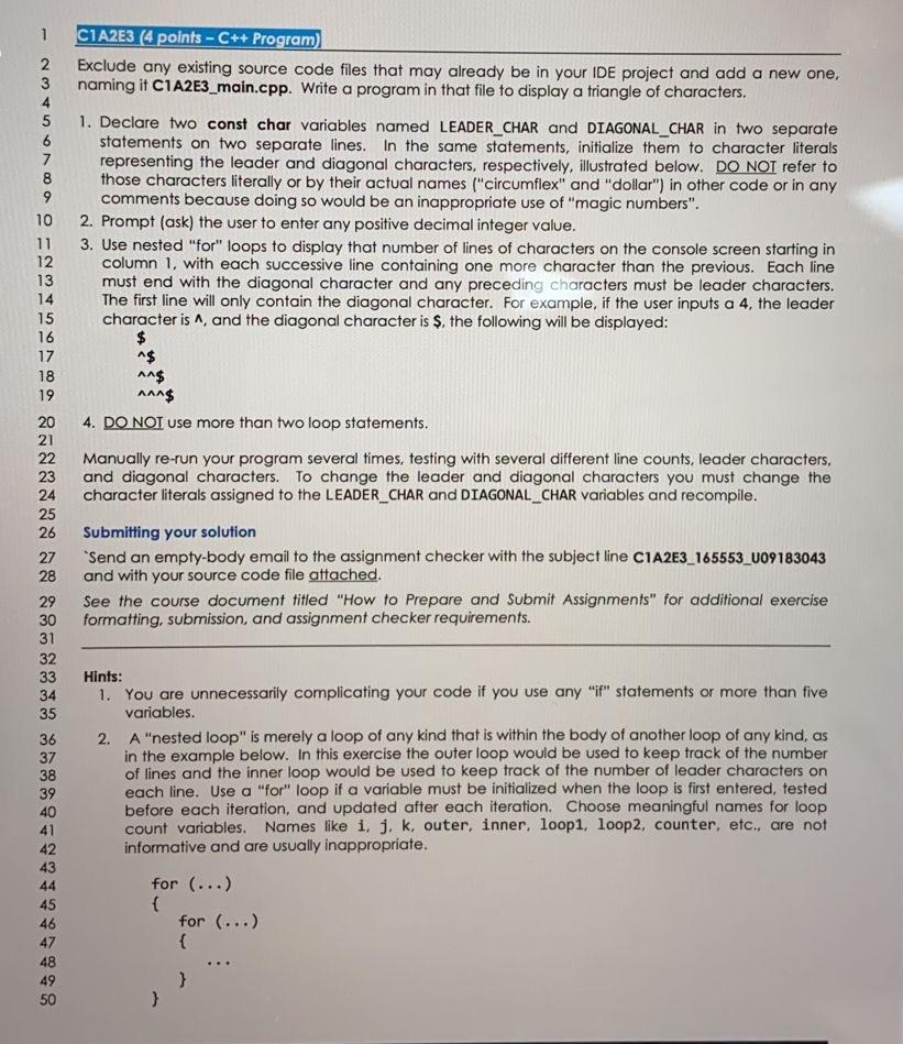 Solved O 000 1 C1A2E3 (4 points - C++ Program) 2 Exclude any | Chegg.com