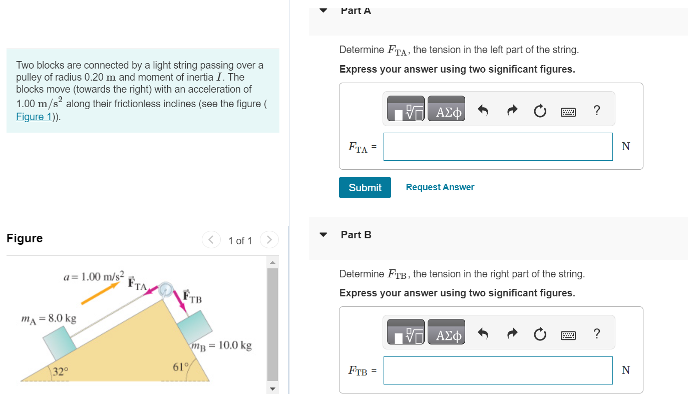 Solved Determine FTA, the tension in the left part of the | Chegg.com