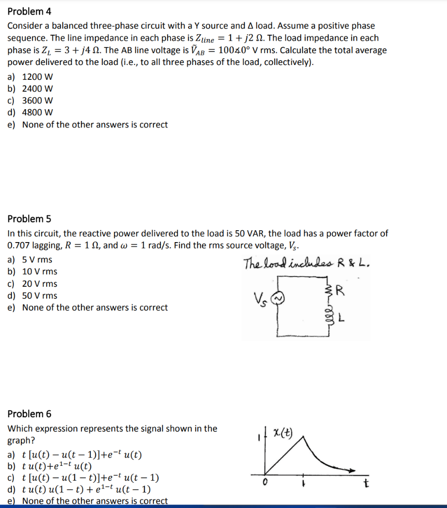 Solved Consider a balanced three-phase circuit with a Y | Chegg.com