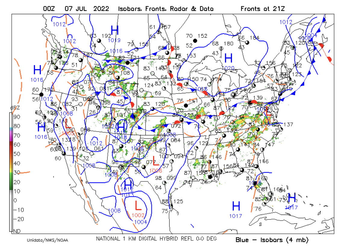 Solved Consider the map below, which shows surface | Chegg.com