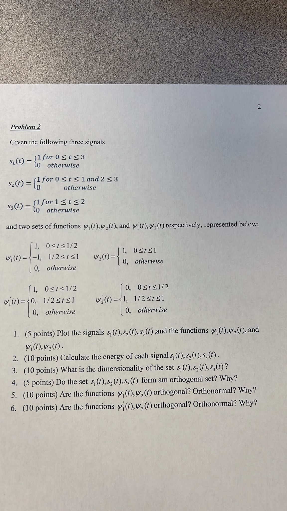 Solved Given the following three signals s1(t)={1 for 0≤t≤30 | Chegg.com