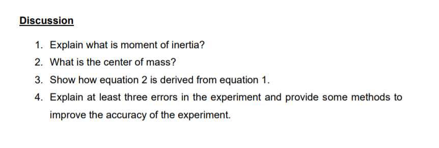 Solved Determination of the Moment of Inertia of a Meter | Chegg.com