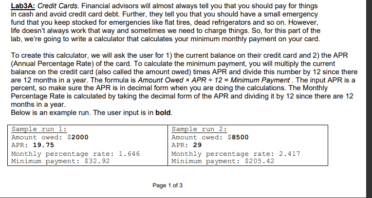 Solved IN JAVA: How do I make it so that the "Amount owed: | Chegg.com