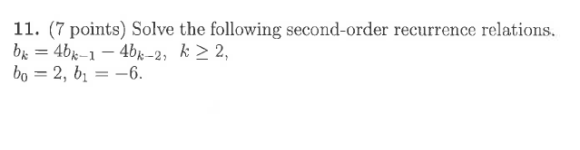 Solved 11. (7 points) Solve the following second-order | Chegg.com