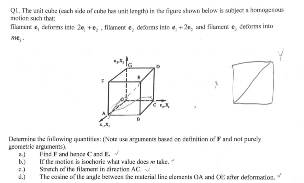 Q1. The unit cube (each side of cube has unit length) | Chegg.com
