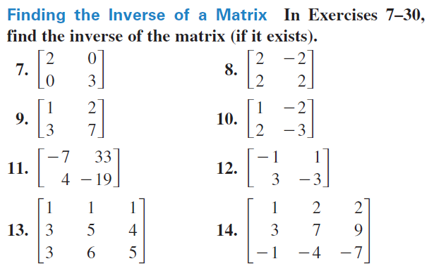 Solved Finding the Inverse of a Matrix In Exercises 7–30, | Chegg.com