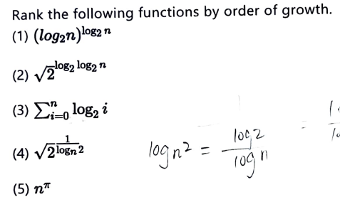 Solved Rank the following functions by order of growth. (1) | Chegg.com