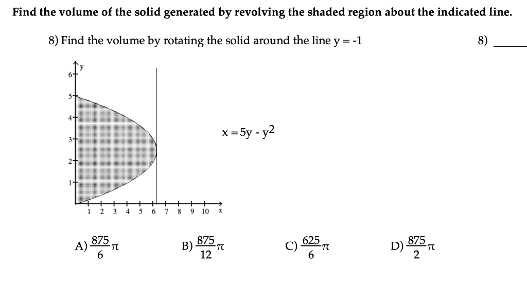 Solved Find the volume of the solid generated by revolving | Chegg.com