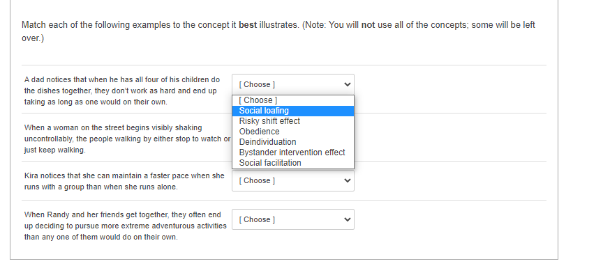 Solved Match each of the following examples to the concept | Chegg.com