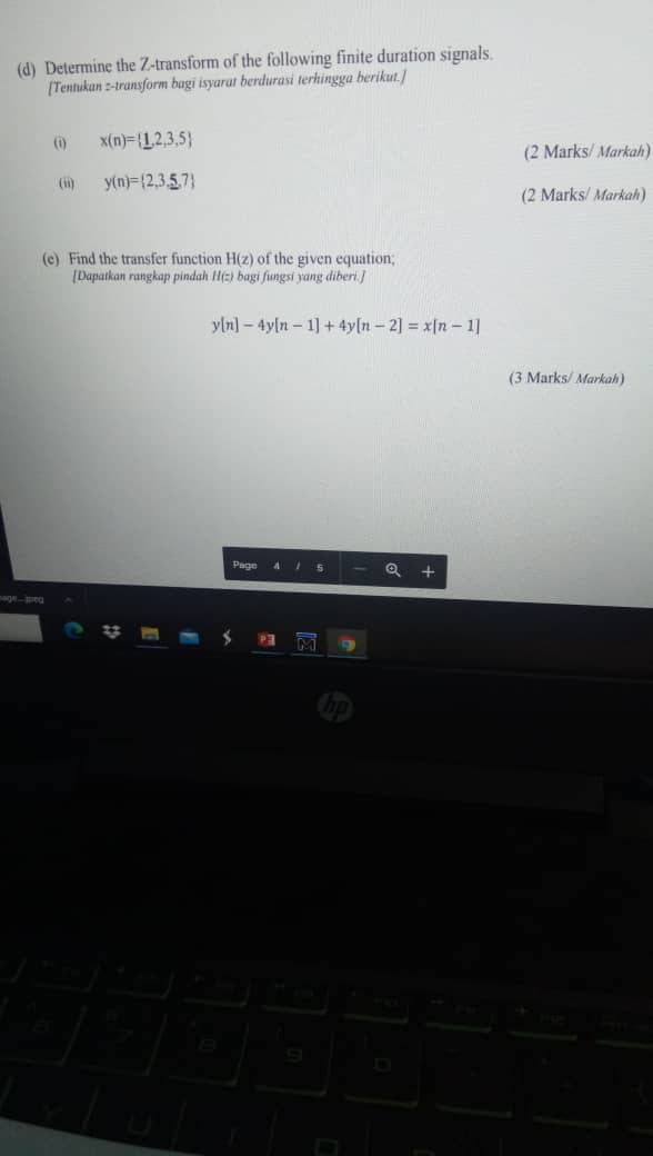 Solved (d) Determine the Z-transform of the following finite | Chegg.com