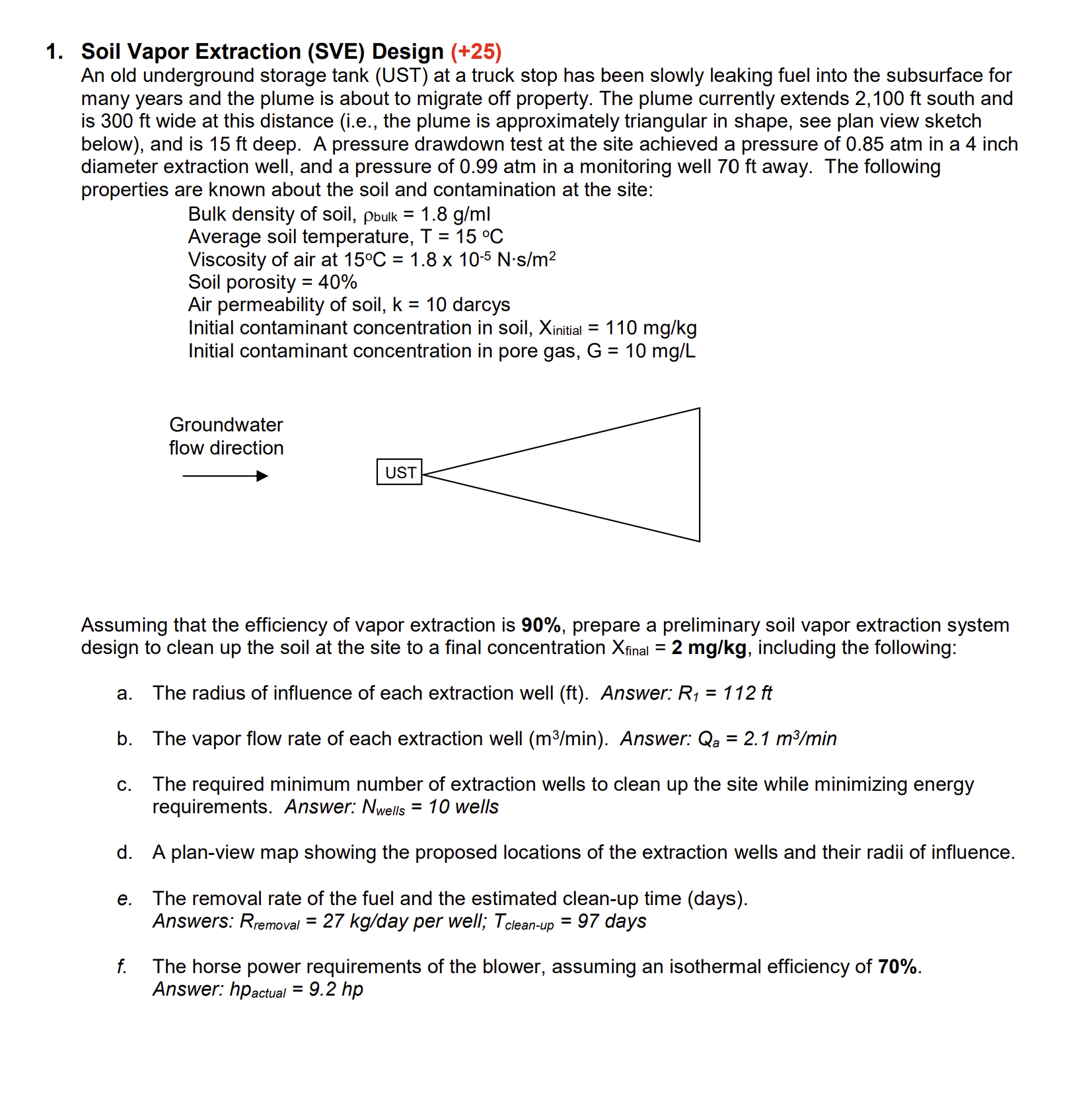 1. Soil Vapor Extraction (SVE) Design (+25) An old | Chegg.com