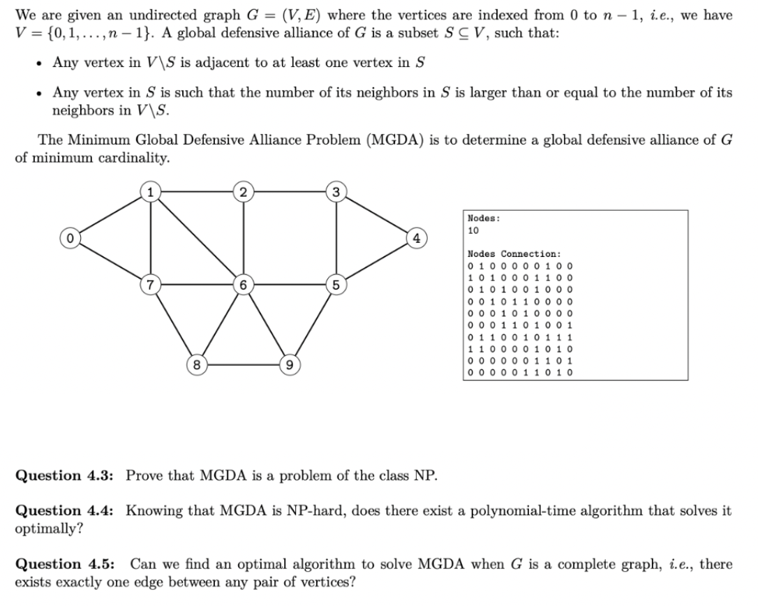Solved We are given an undirected graph G=(V,E) where the | Chegg.com