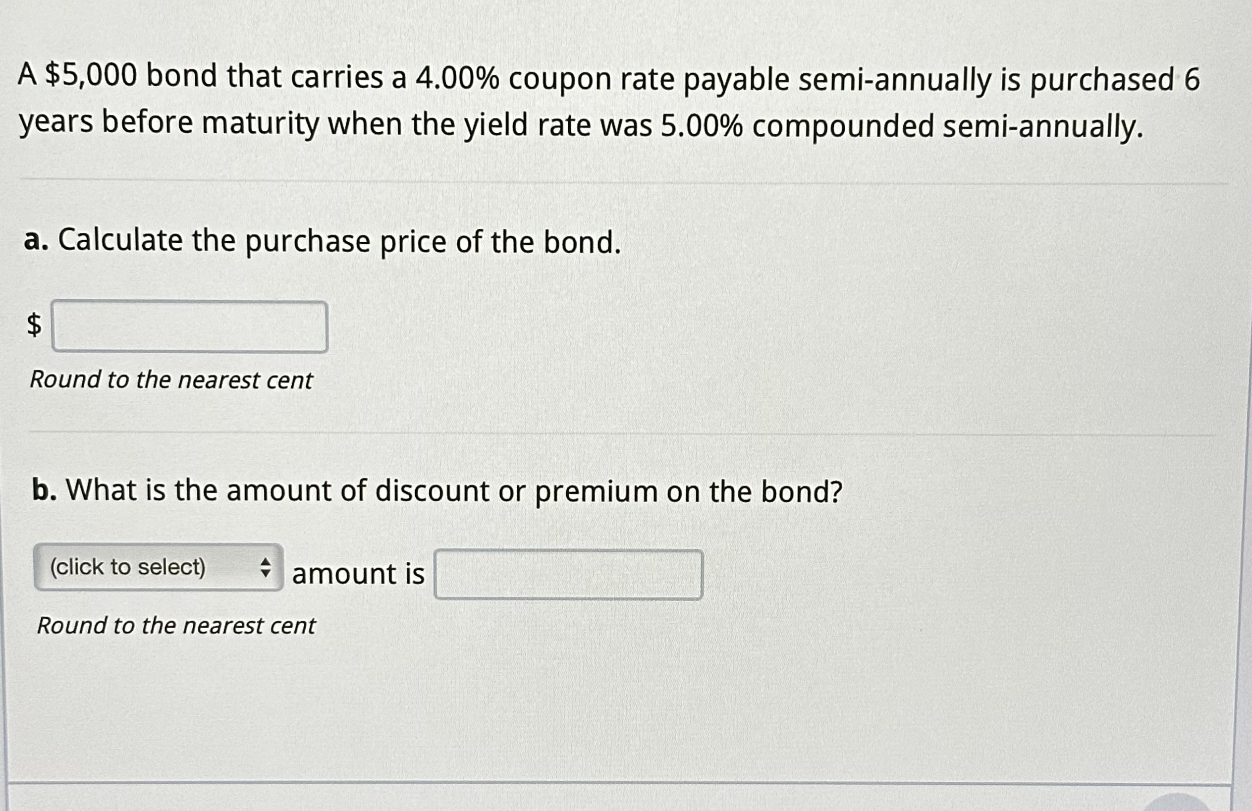 Solved A $5,000 bond that carries a 4.00% coupon rate | Chegg.com