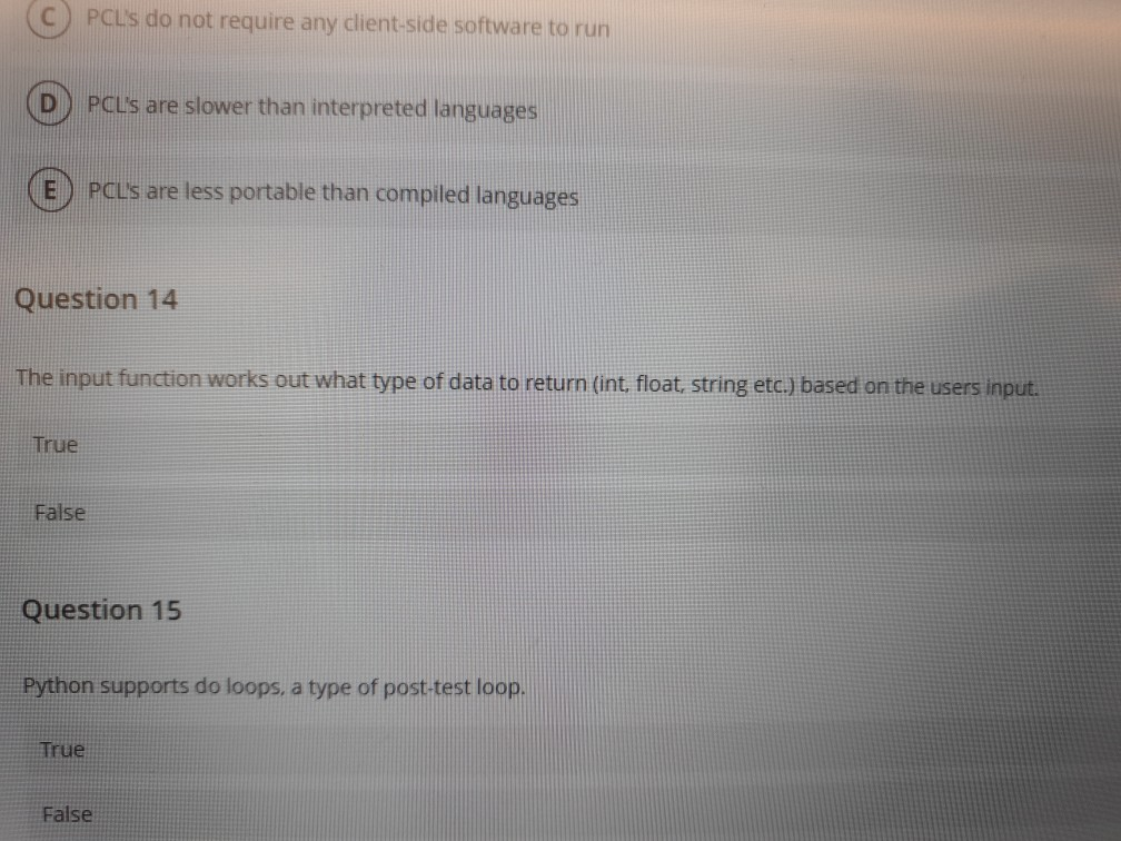 Solved PCL's do not require any client-side software to run | Chegg.com
