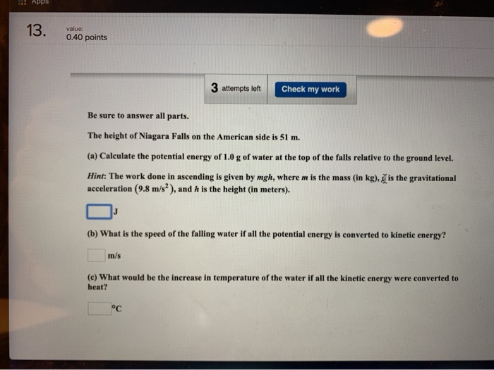 Solved 13 value 0.40 points 3 attempts left Check my work Be | Chegg.com