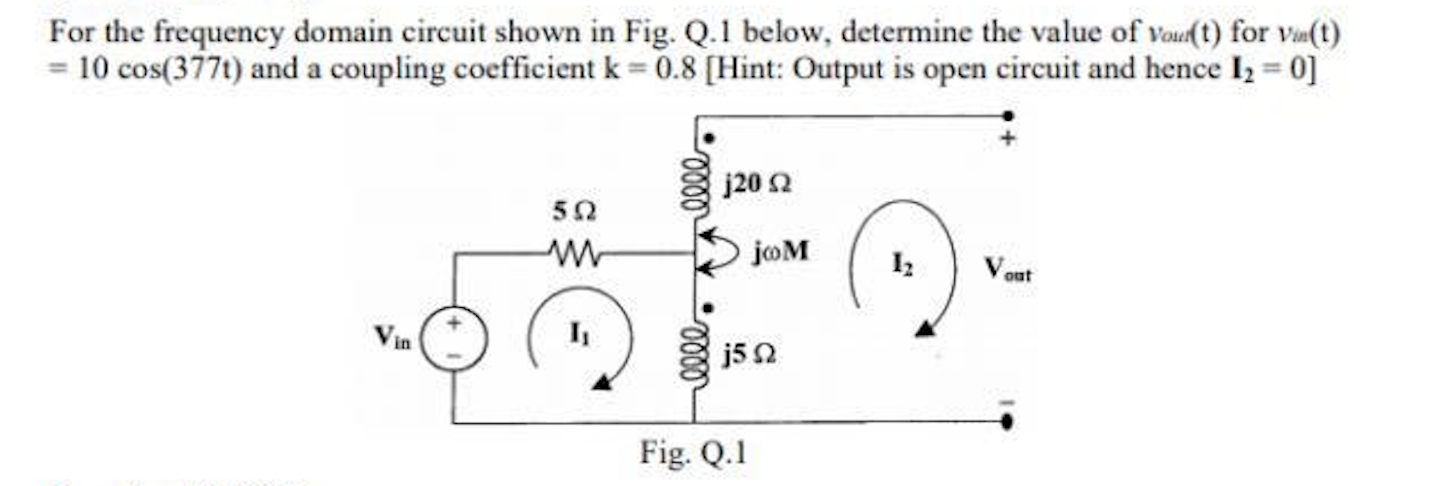 Solved For the frequency domain circuit shown in Fig. Q.1 | Chegg.com