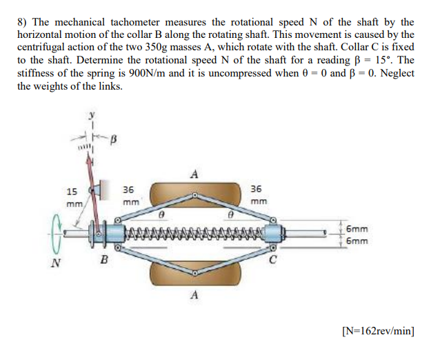 Solved 8) The mechanical tachometer measures the rotational | Chegg.com