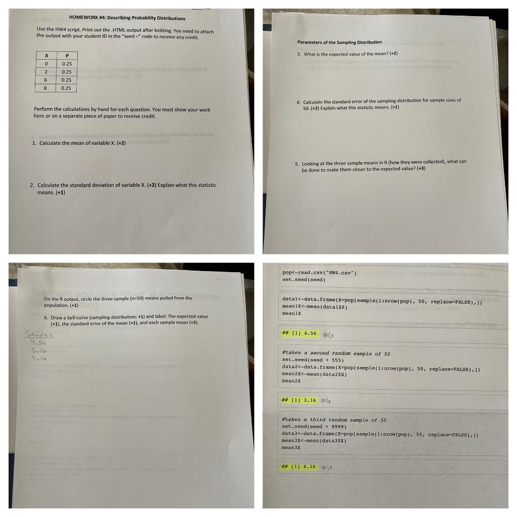 Solved Describing probability distributions: Calculate the | Chegg.com