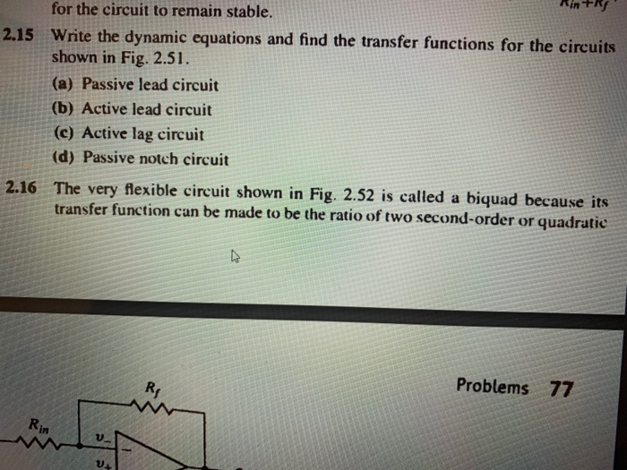 Solved for the circuit to remain stable. Write the dynamic | Chegg.com