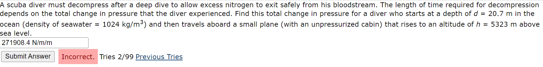 Solved scuba diver must decompress after a deep dive to | Chegg.com