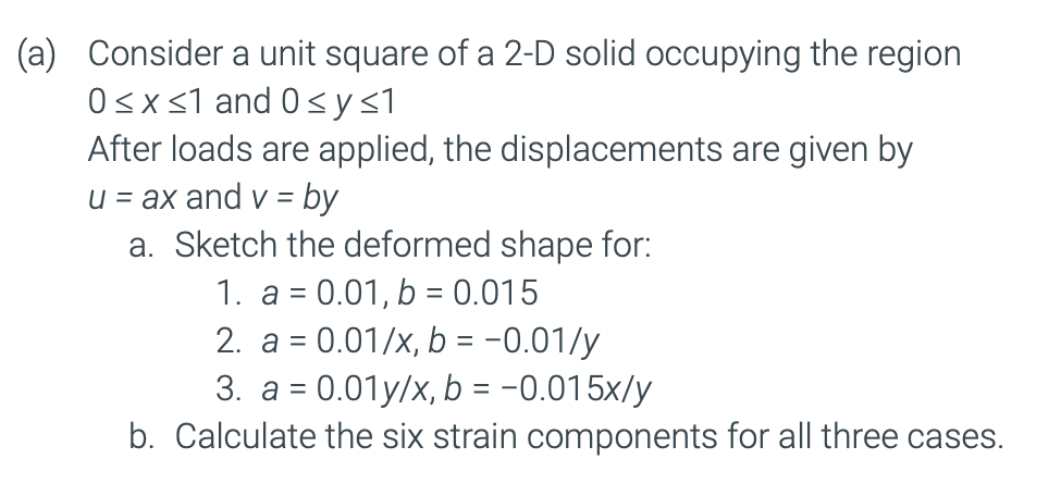 Solved а = Consider a unit square of a 2-D solid occupying | Chegg.com