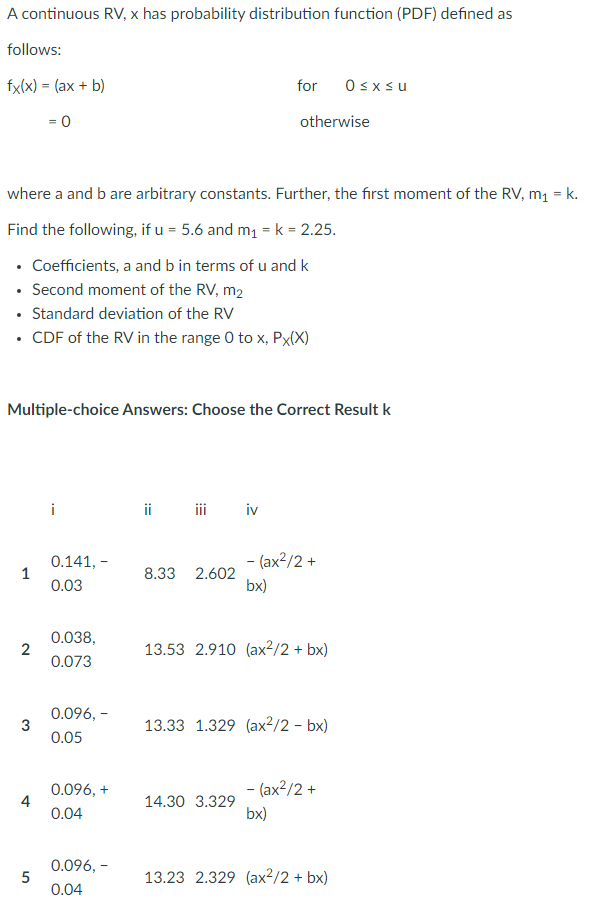 A continuous RV, x has probability distribution | Chegg.com
