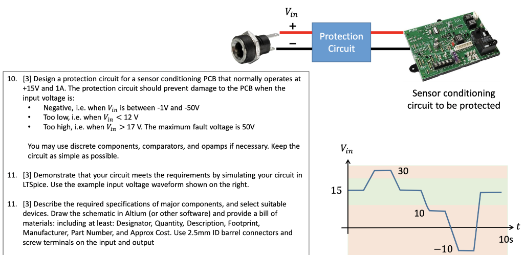 Solved Design a protection circuit for a sensor conditioning | Chegg.com