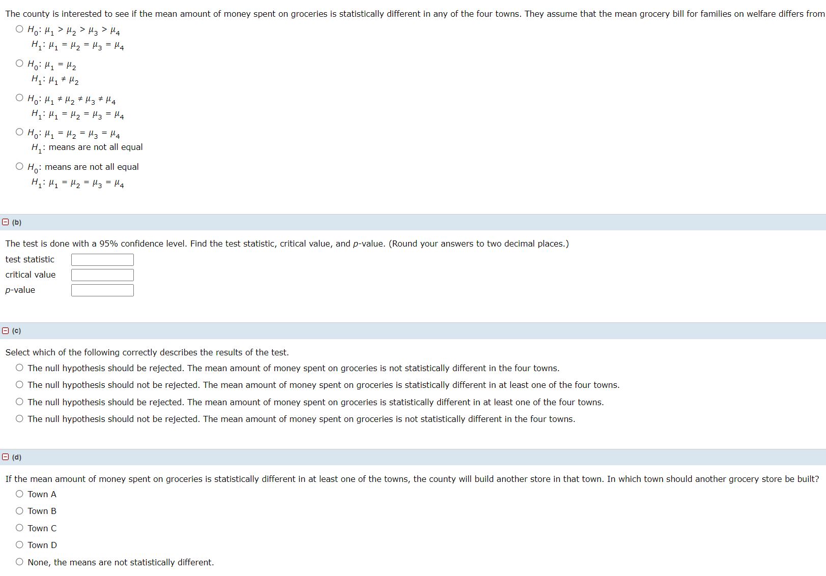 Solved Means for Oneway Anova Std Error uses a pooled | Chegg.com