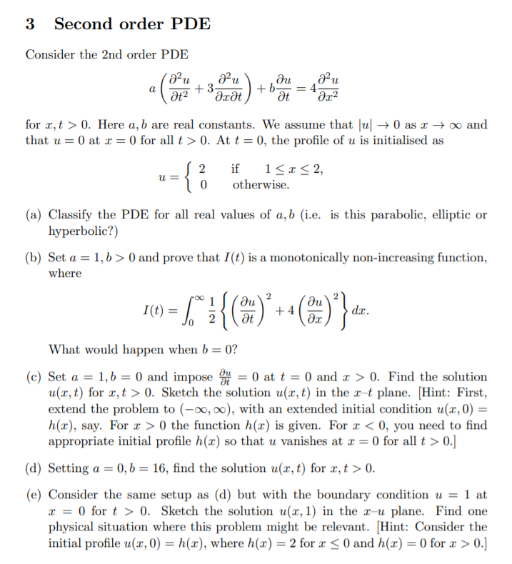 3 Second order PDE Consider the 2nd order PDE for | Chegg.com