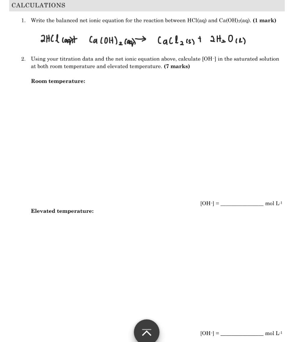Table 1: Titrations of 25.00 mL aliquots of | Chegg.com