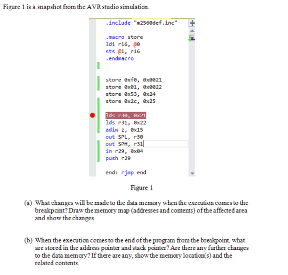 Figure 1 is a snapshot from the AVR studio simulation | Chegg.com