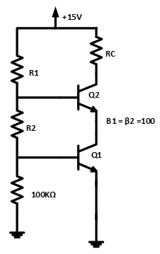 Solved For the circuit shown ,IC2 = 1mA ,VCE1 = 2V , and | Chegg.com