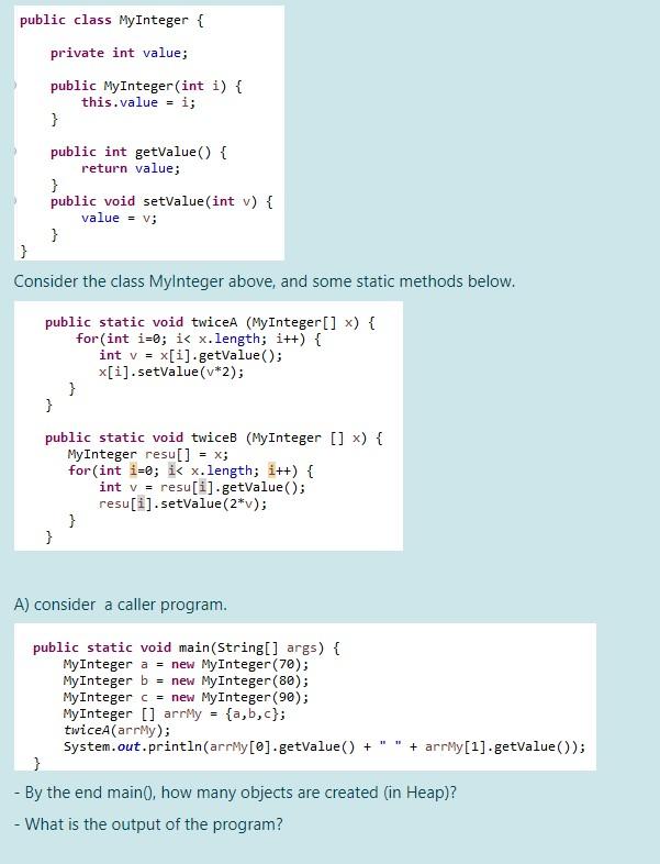 Solved public class MyInteger { private int value; public | Chegg.com