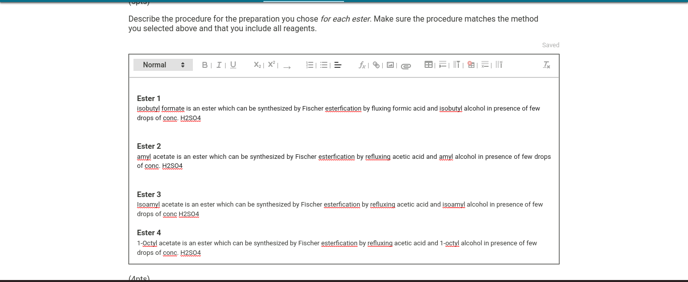 Solved Report Table E.1: Synthesis of Esters Table view List | Chegg.com