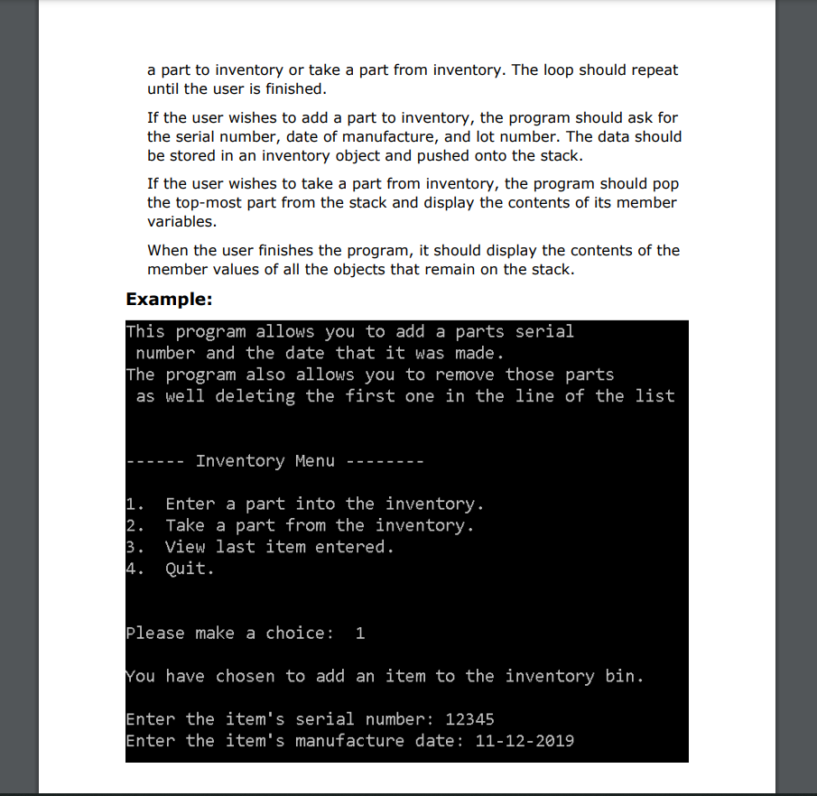 Inventory Bin Stack Basic Steps in Creating your | Chegg.com