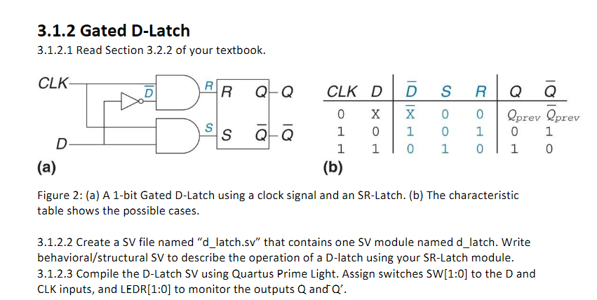 Solved 3.1.2 Gated D-Latch 3.1.2.1 Read Section 3.2.2 of | Chegg.com Solved 3.1.2 Gated D-Latch 3.1.2.1 Read Section 3.2.2 of | Chegg.com